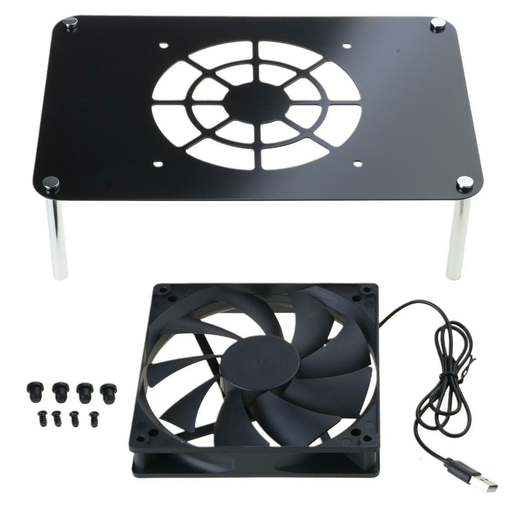 Универсальная подставка с вентилятором для роутера, Черный - 12cm