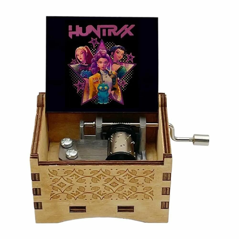 Деревянная музыкальная шкатулка с ручным заводом, резной дизайн