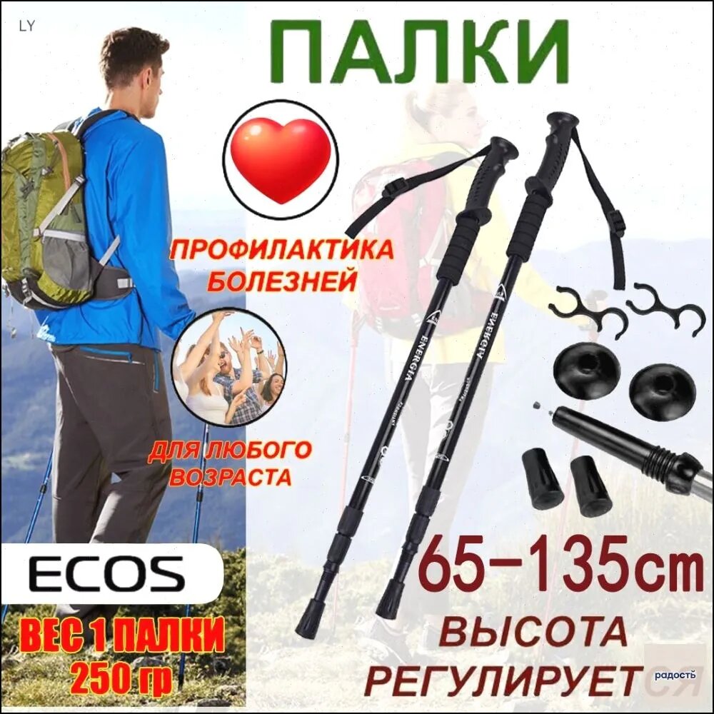 Палки для скандинавской ходьбы 65-125 см