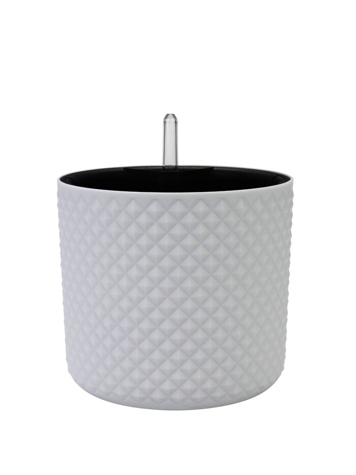 Кашпо с автополивом и вставкой 3,5 л d 18 см h_см белый фасет 10970956