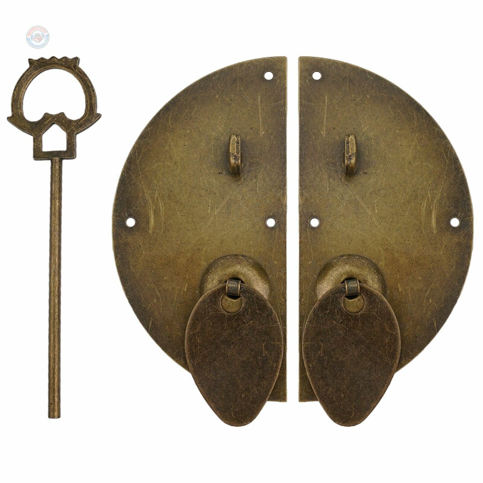 Круглый ретро-замок для дверей и шкафов, бронзовая фурнитура в китайском стиле, комплект с винтами