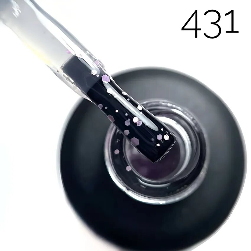 Sova De Luxe 431 Гель-лак прозрачный с розовыми частицами, 15мл.