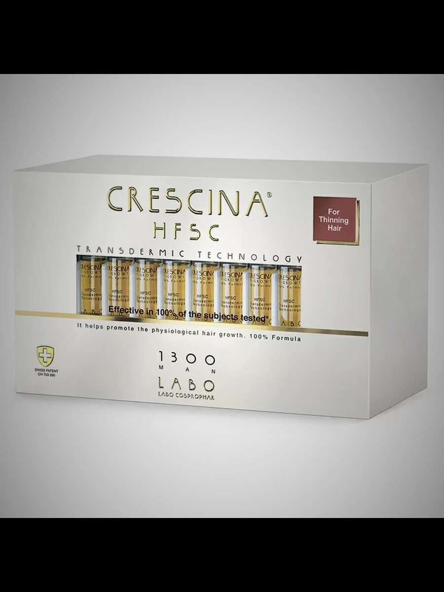 CRESCINA Hfsc 100% Re-Growth 1300, Лосьон для стимуляции роста волос для мужчин 1300 40 амп