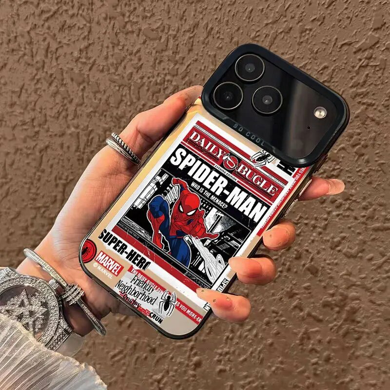 Матовый чехол для телефона с лазерной этикеткой «Человек-паук» Super Hero iPhone17 Про Макс, black
