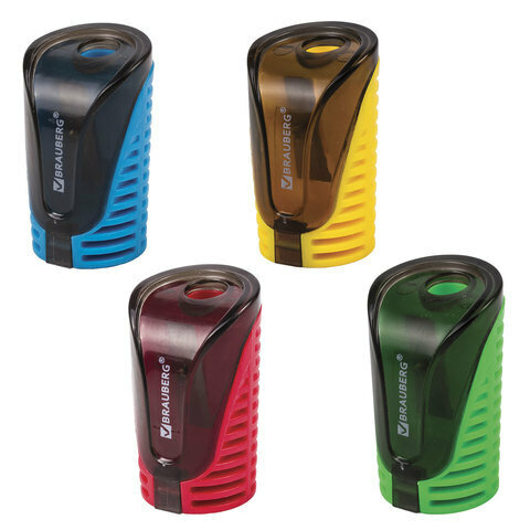 24 шт. Точилка BRAUBERG "Cell" с контейнером, пластиковая, овальная, цвет корпуса , 226944