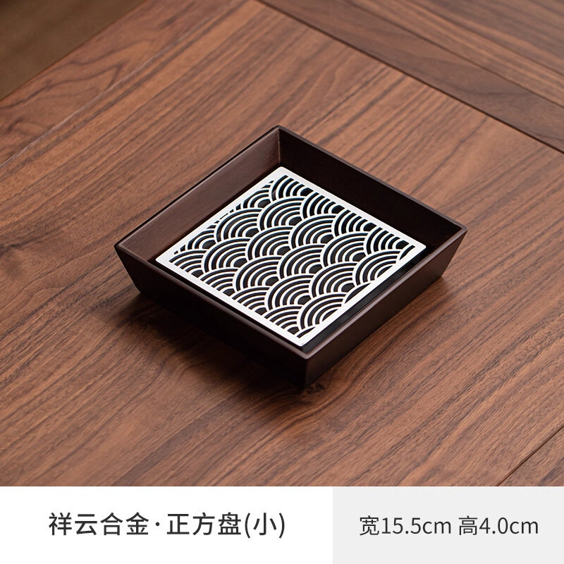 Квадратный поднос из бамбукового дерева и сплава, домашний поднос для хранения воды, сухой замачивающий стол, офисный поднос для чая, поднос из бамбука и алюминиевого сплава