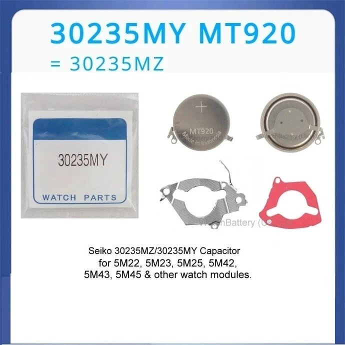 Конденсатор MT920 30235MY MT-920 3023,5MY 3023-5MY, аккумулятор для часов Seiko Kinetic Watch 5M22 5M23 5M25 5M42 5M43 5M45 и многое другое