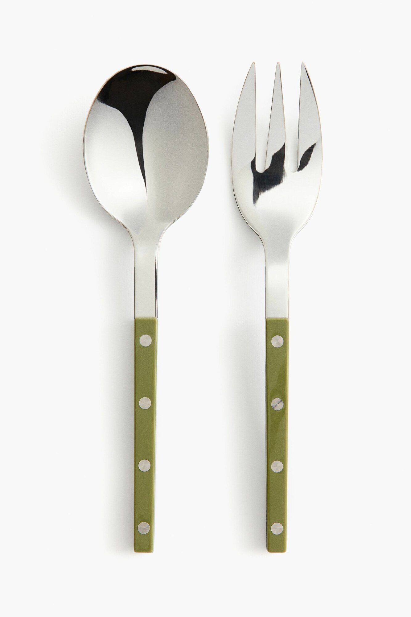 Стальные столовые приборы для подачи салата H&M цвет Зеленый 24 см