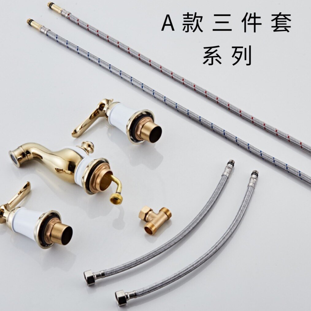 L7 Шкаф для ванной с умывальником в европейском стиле, золотой двойной умывальник, четырехкомпонентный набор, выдвижной разделенный комбинированный умывальник, смеситель на три-четыре отверстия