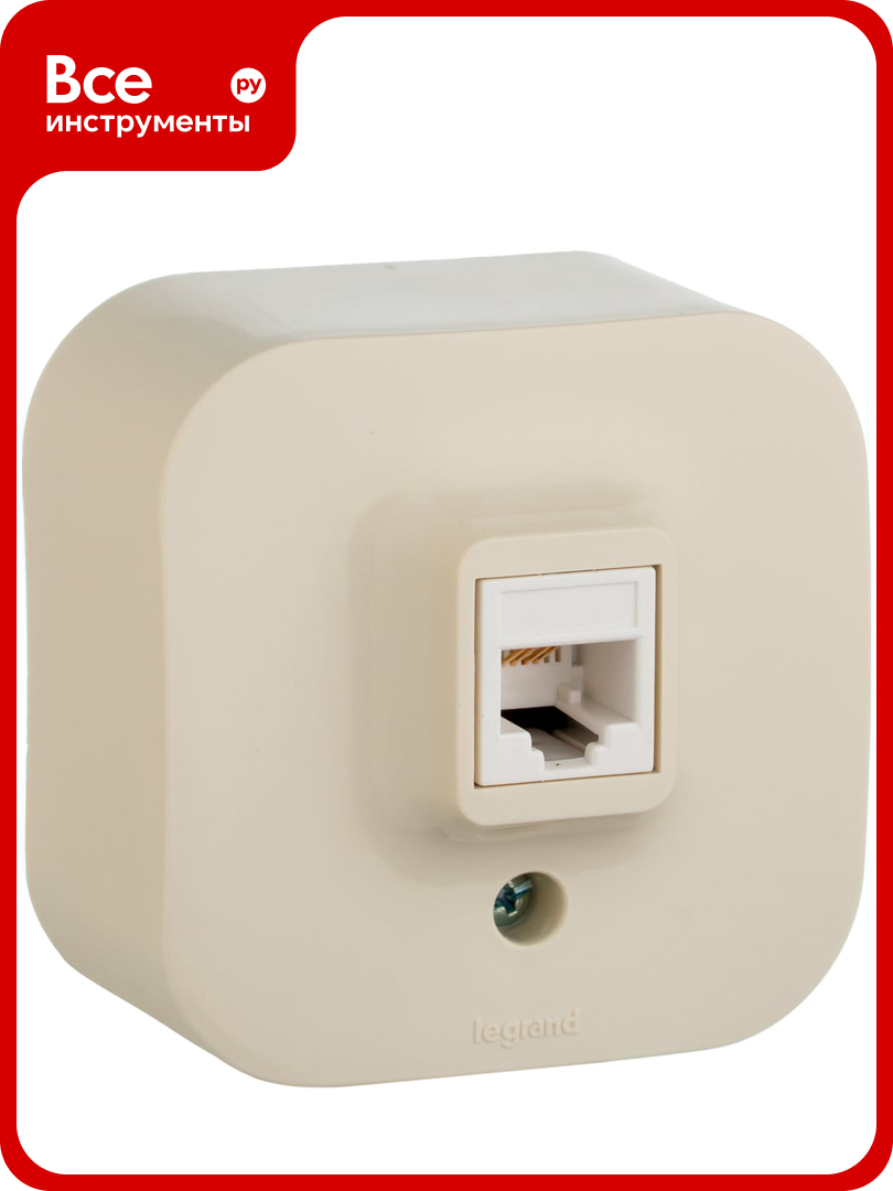 Розетка Legrand телефонная RJ11 Legrand Quteo IP20 накладной монтаж слоновая кость