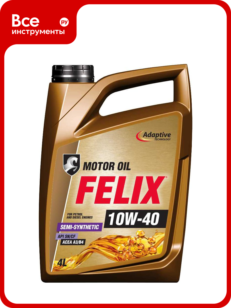 Моторное масло FELIX 10W-40 ACEA A3/B4, API SN/CF 4 л 410000114