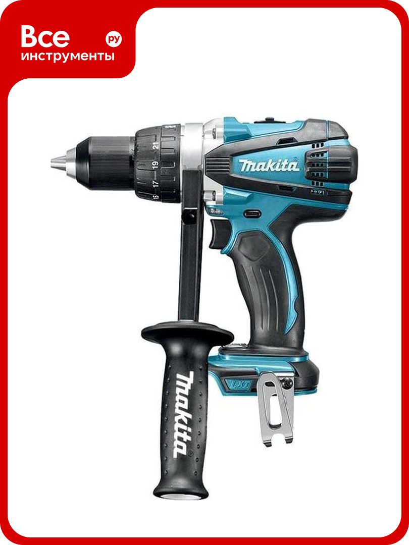Аккумуляторная дрель-шуруповерт Makita LXT DDF458Z, 2 скорости до 2000 об/мин, реверс, блокировка шпинделя