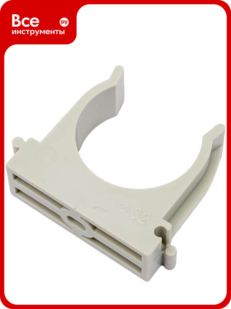 Крепеж-клипса для монтажа труб тризам O 32 мм, серая, 50 шт. TRZ0393