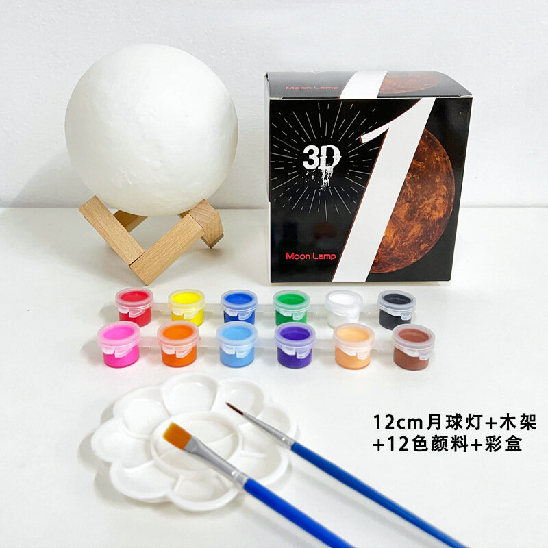 Расписанный вручную лунный светильник-ночник, светодиодный светильник для спальни, лунный светильник, лампа-планета в виде граффити своими руками