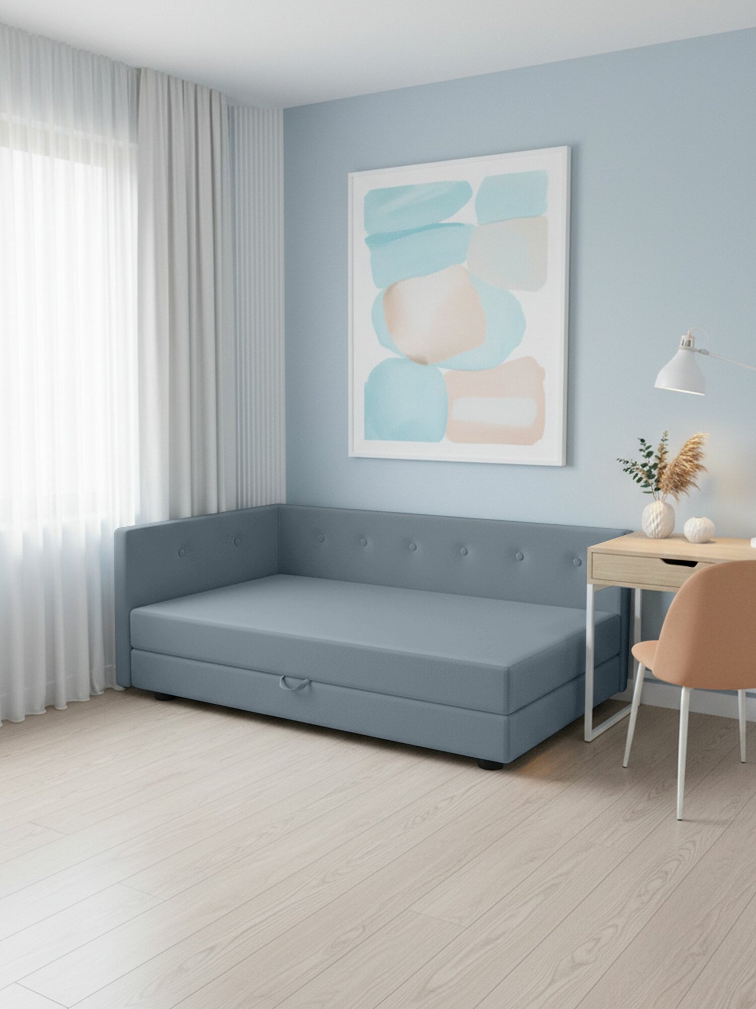 Тахта Лира Слева фокус- мебельная фабрика 100х210х76 см серый