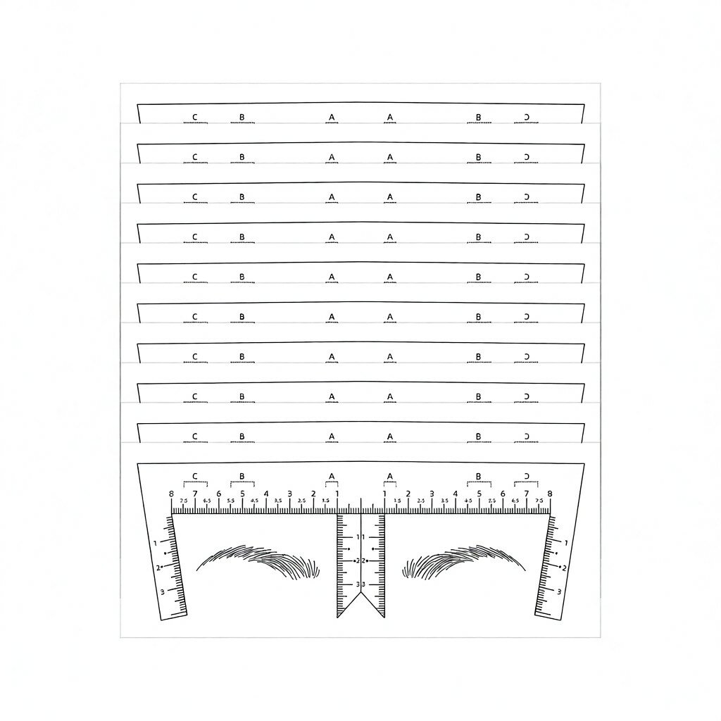 Линейка для бровей, Шаблон для микроэпиляции бровей, Одноразовый шаблон для бровей, Липкая линейка для бровей, Набор для формирования бровей для микроэпиляции, Инструменты для макияжа бровей за 3 минуты, 10 штук