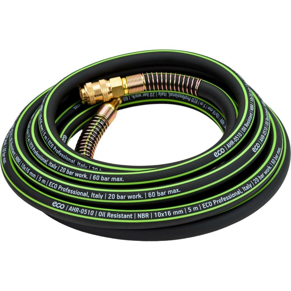 Шланг маслостойкий армированный с быстросъемами 10/16 мм, 5 м ECO AHR-0510