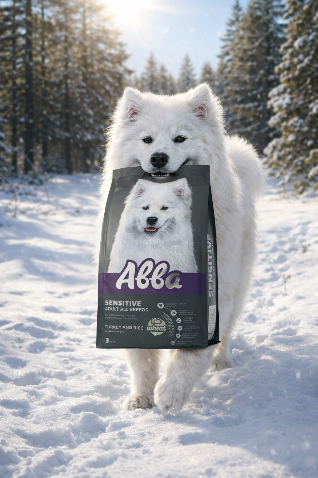 Сухой корм авва для взрослых собак всех пород с чувствительным пищеварением, индейка и рис, 3 кг