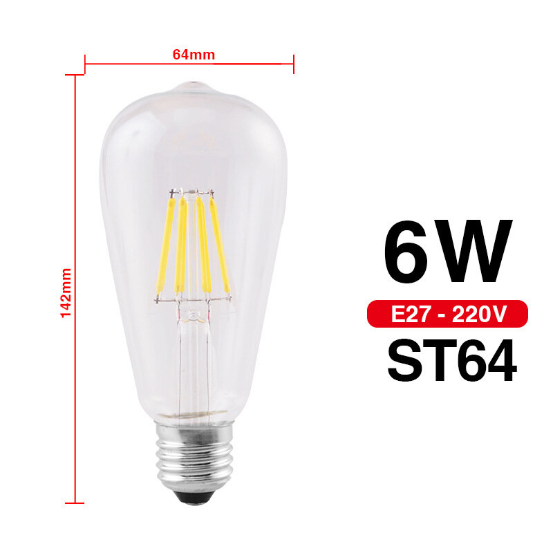 Кросс-бордер Эдисон LED лампа с нитью накаливания энергосберегающая лампа E27 с винтовым основанием прозрачное стекло ретро E14 лампа для освещения гостиной