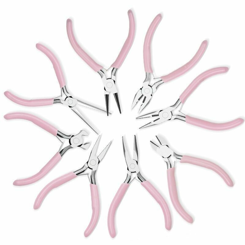 Плоскогубцы набор 8 видов розовый мини-плоскогубцев Длинногубцы диагональные Кусачки-бокорезы
