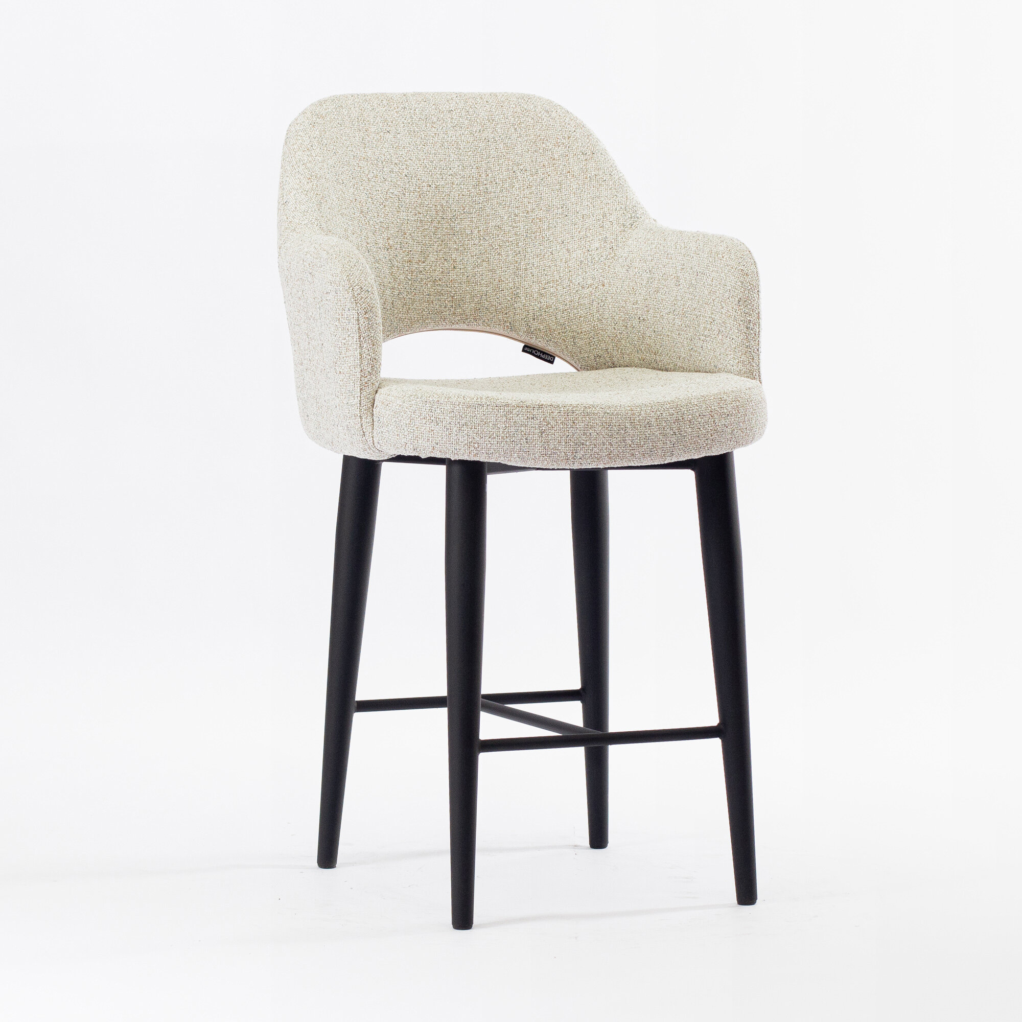 Стул барный Мартин светло-бежевая ткань ножки черные для дома/для гостиной/для столовой/для кафе/кухонный стул/стул кухонный