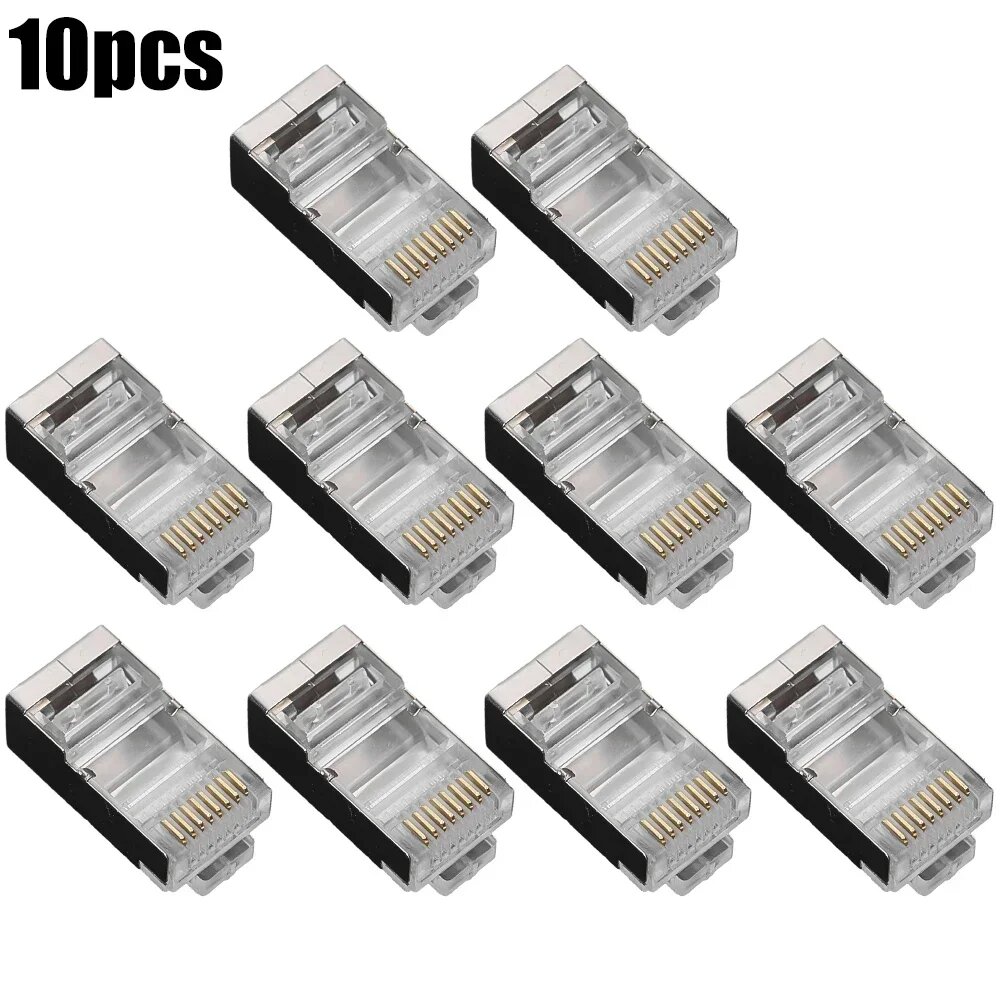 Коннекторы BAPPSUS RJ45 CAT5 CAT6 золотые 8P8C RJ45 CAT5e, 10pcs