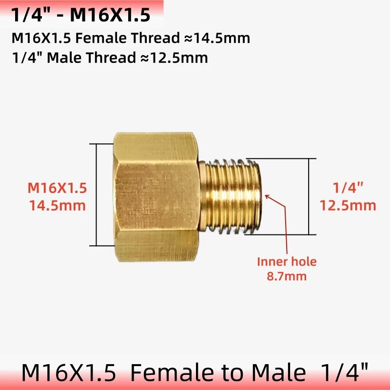 Переходник 1/4" - M16x1.5, латунь