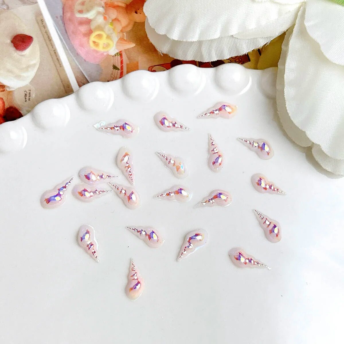 3D украшения для ногтей, рожки, Pink-A4, 30шт