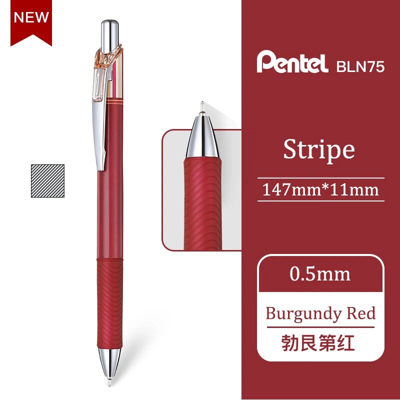 Pentel BLN75 Stripe Burgundy Red 0.5mm