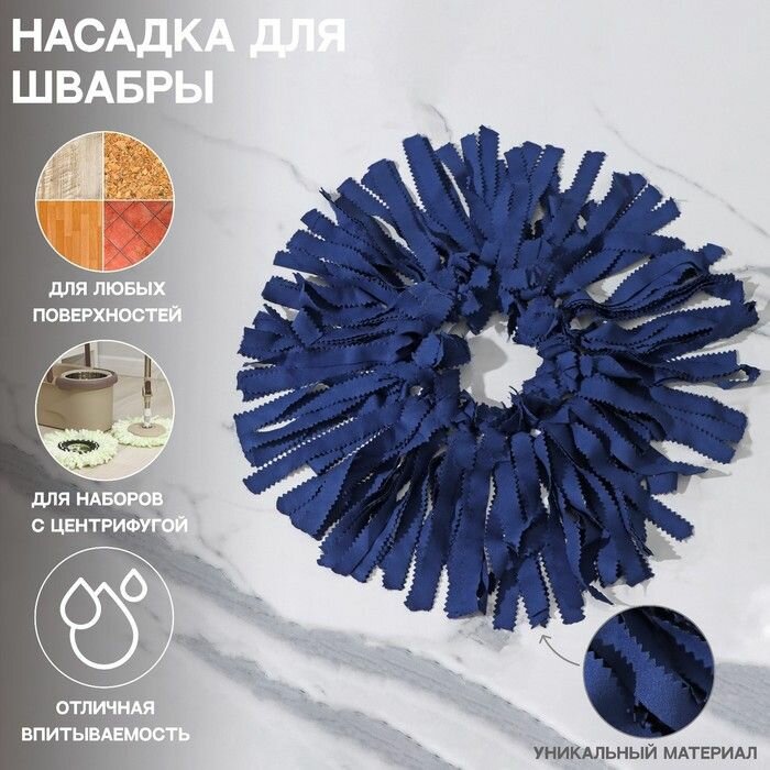Насадка для швабры Замша , (наборы для уборки с центрифугой), кольцо 16 см, цвет синий