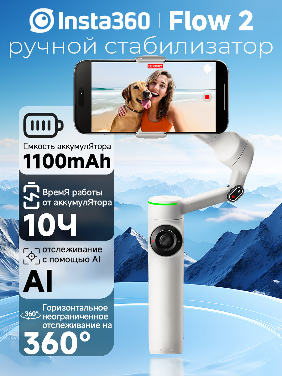 Стабилизатор insta360 Flow 2 Pro AI 360° Комплект трекера, серый