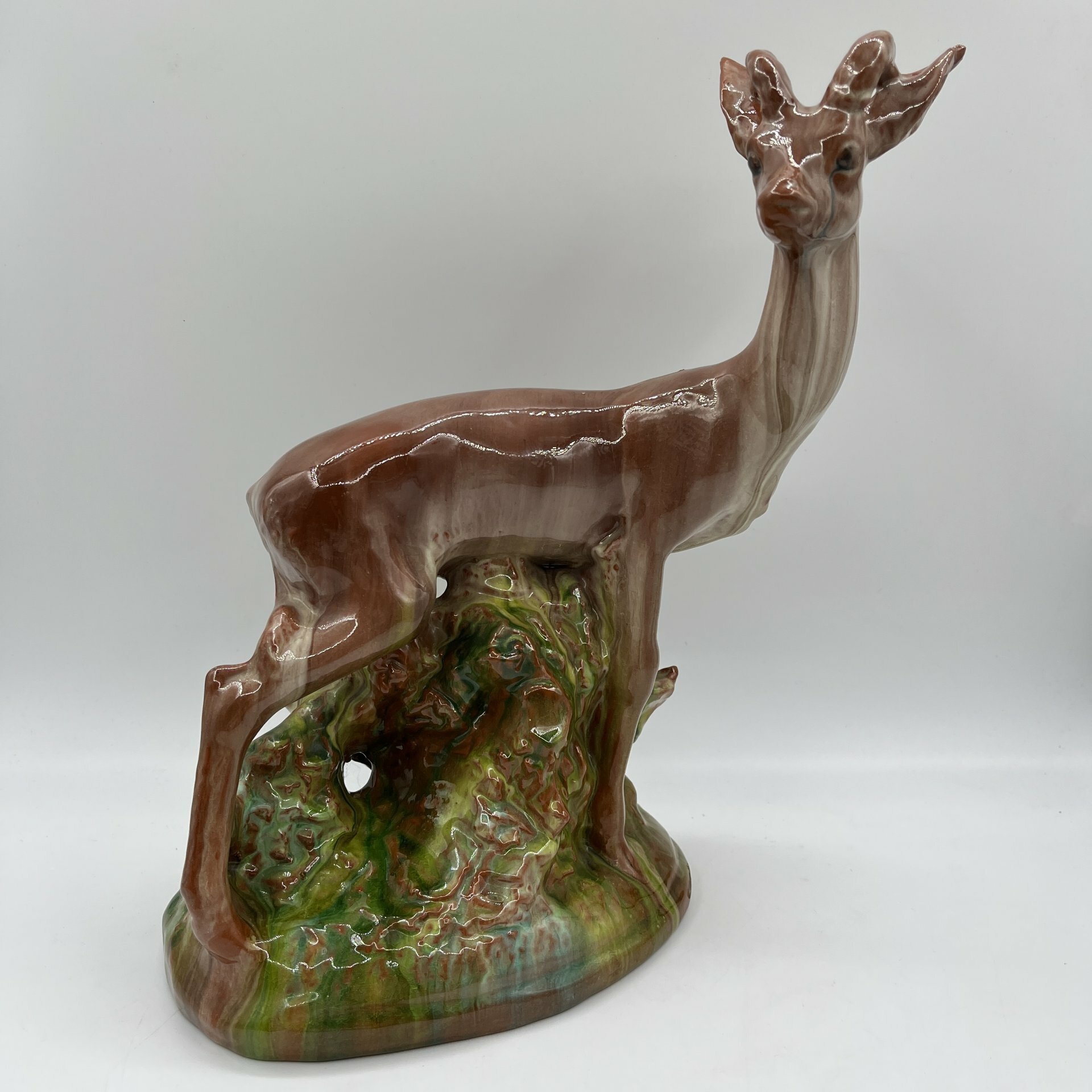 Скульптура "Антилопа", керамика, поливы, роспись, глазурь, СССР, 1950-1960 гг.