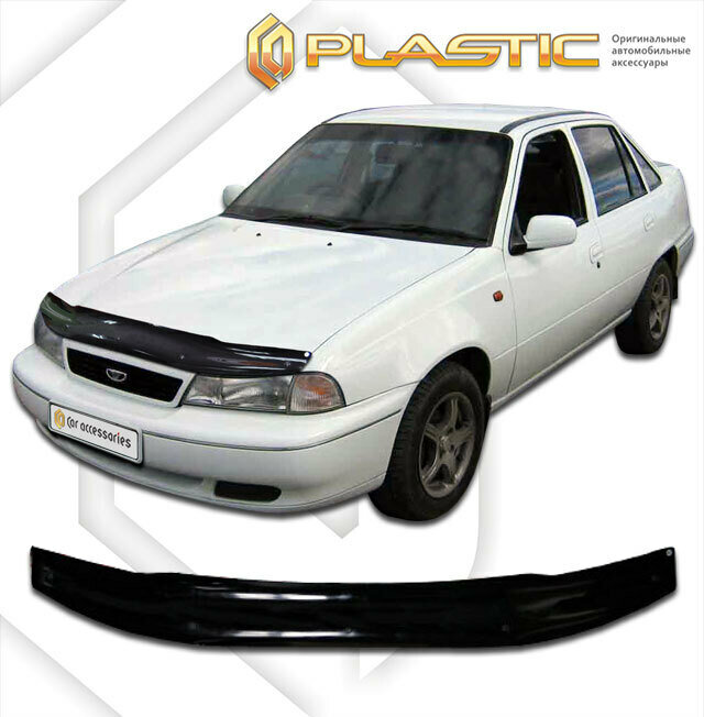 Дефлектор капота Daewoo Nexia 1995-2008 Черный глянцевый СА Пластик