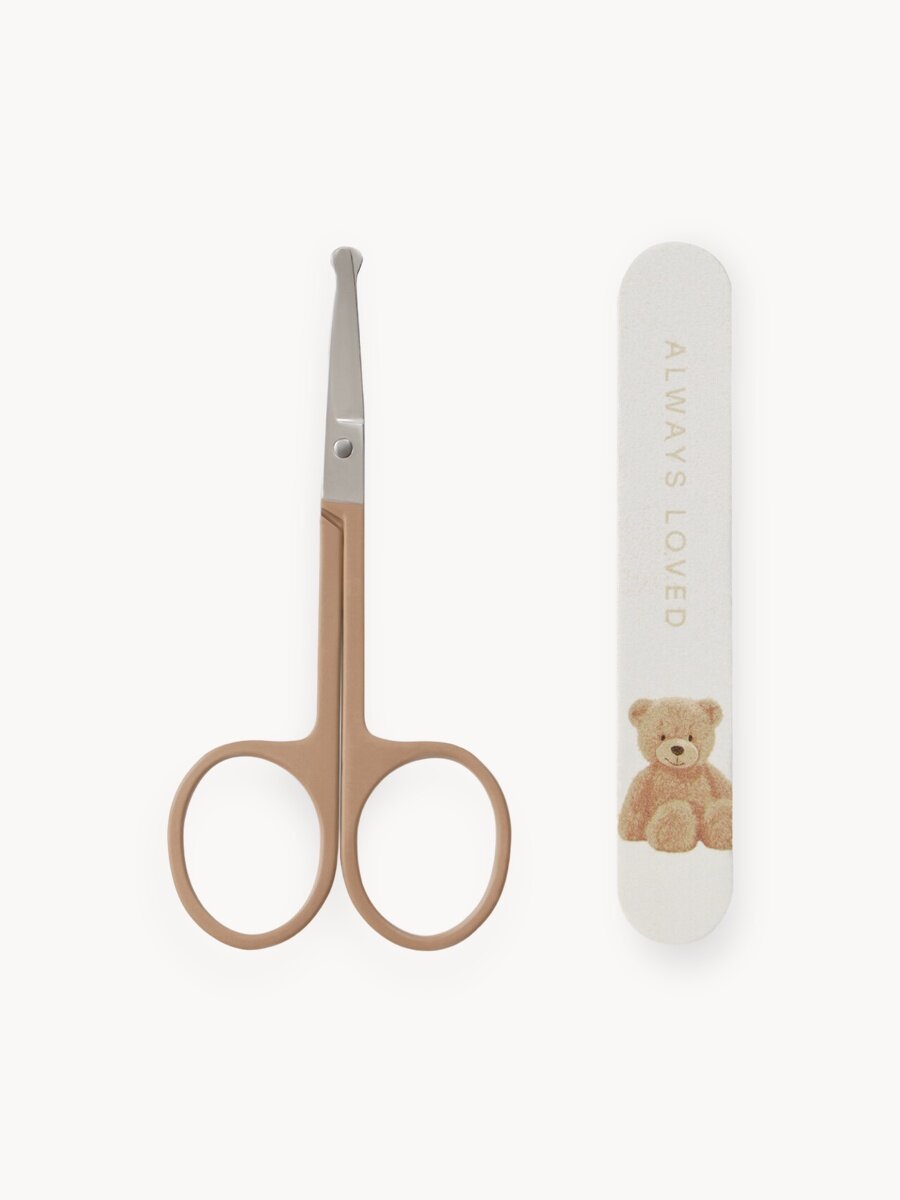 17005, Маникюрный набор для новорожденных Happy Baby, ножницы детские с пилочкой, с закругленными концами, Teddy