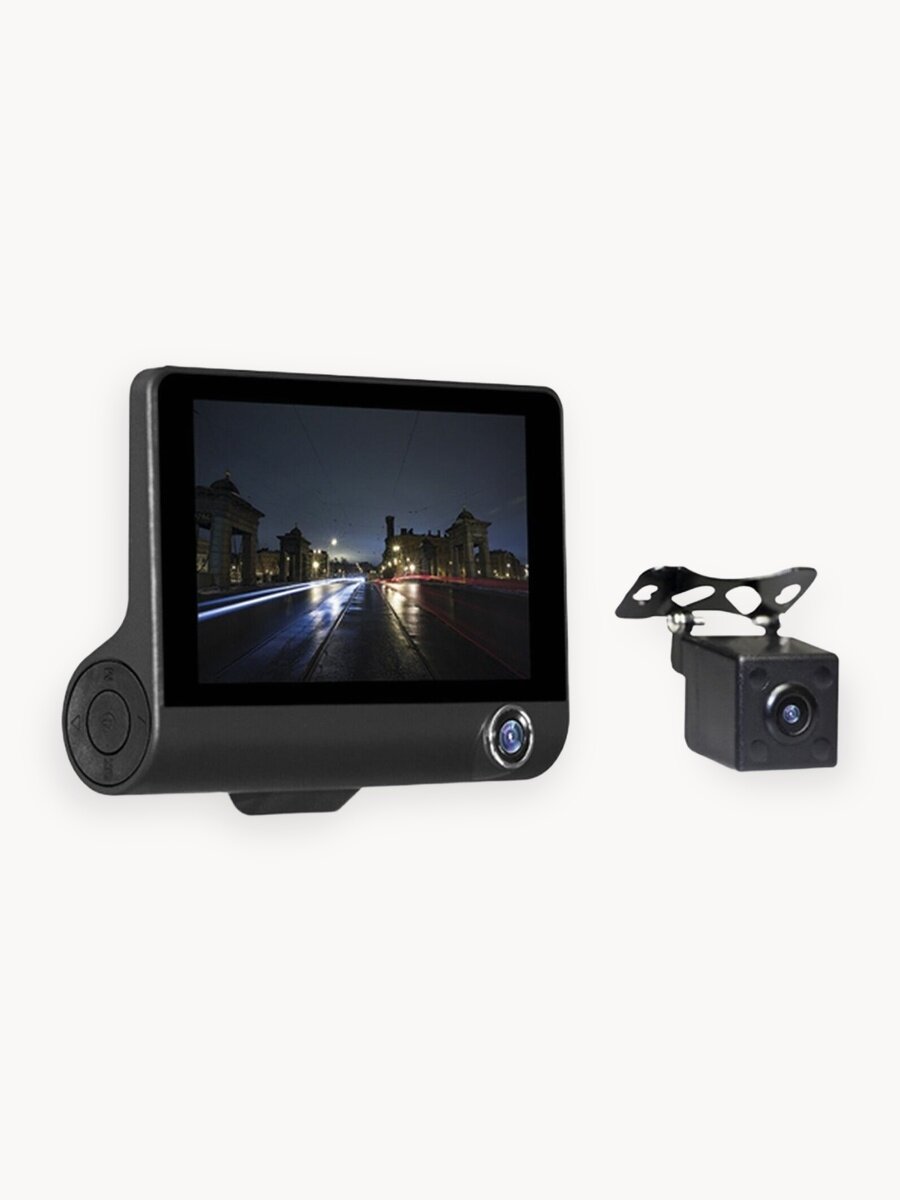 Видеорегистратор CAR DVR, три камеры, 4" экран, цикличная запись
