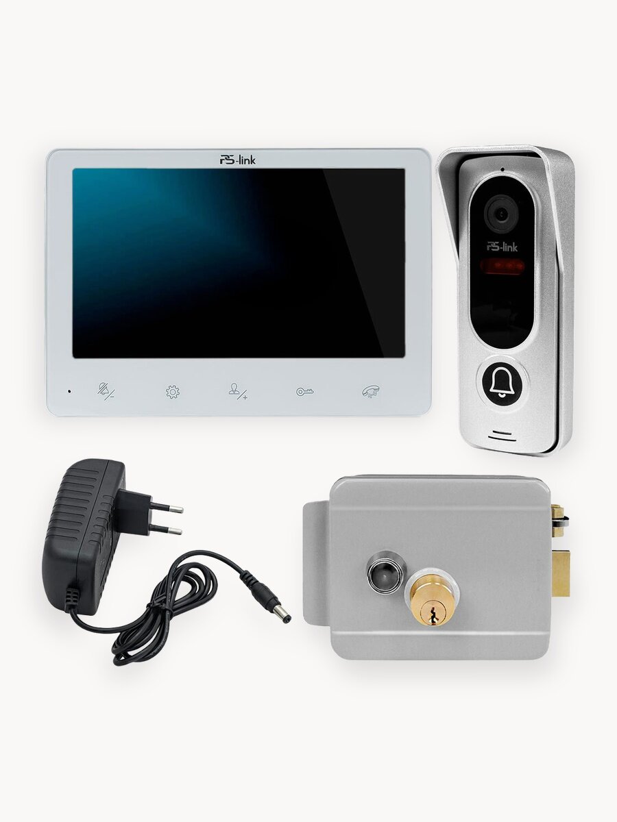 Комплект видеодомофона Ps-Link KIT-742EB-G монитор 7", с электромеханическим замком, для частного дома, дачи, офиса