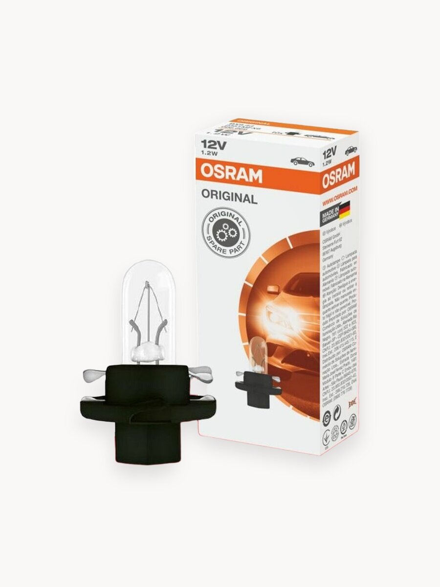 Лампа накаливания приборной панели B8.5d Original 12V 1,2W OSRAM 2721MFX, черный, 1 шт