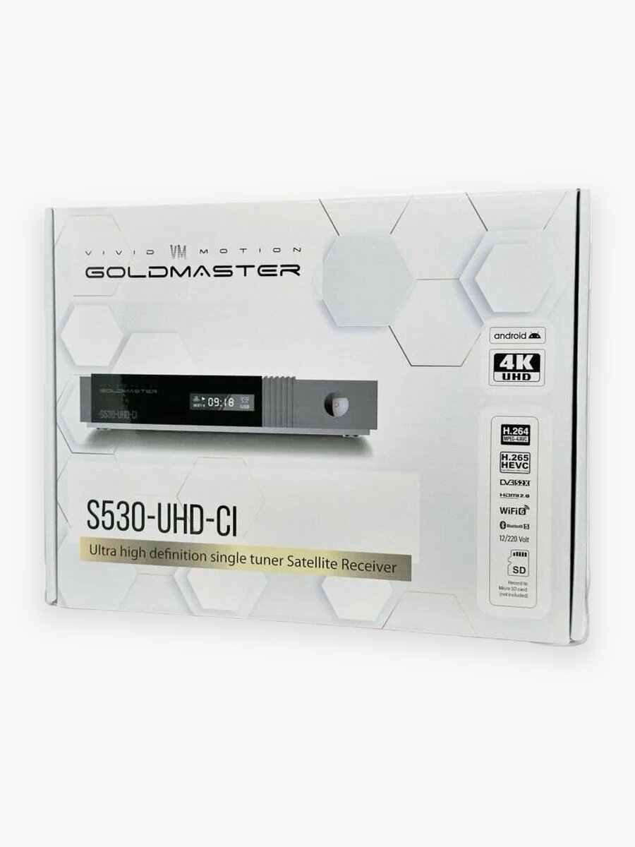 GoldMaster S530-UHD-CI DVB-S2/S2X Ultra HD 4K спутниковый ресивер на Android 10