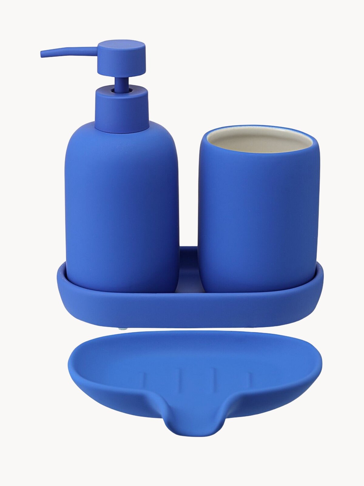 Набор ванных принадлежностей с подставкой Bergenson Bjorn Bath, синий индиго, 4 пред.