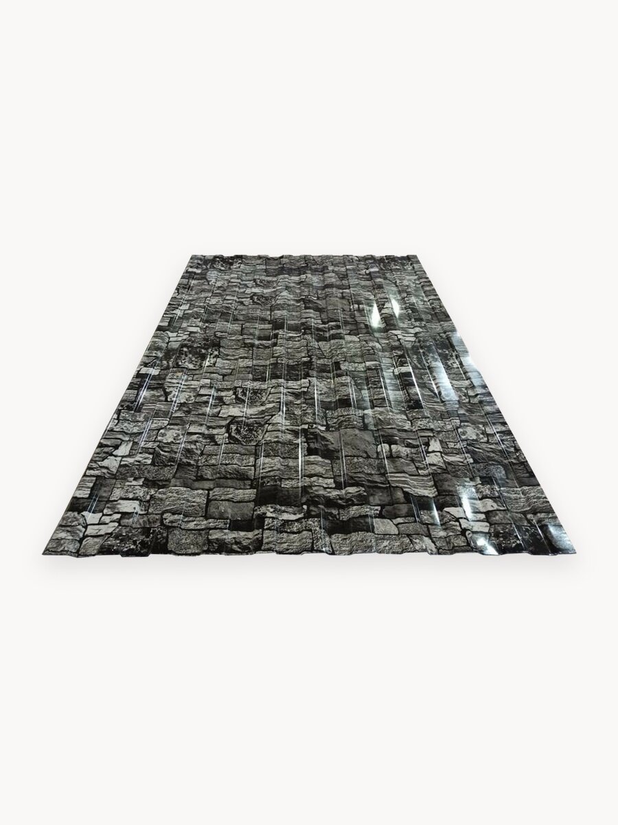 Профнастил Принтek "Камень", C-8, 1200x2000 мм, толщина 0,35 мм, серый, глянцевый