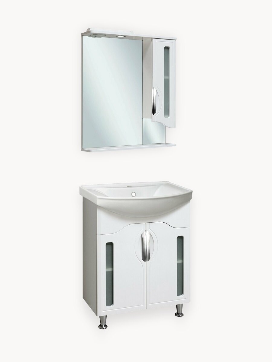 Мебель для ванной Толедо 65, белая (тумба с раковиной, шкаф с зеркалом)