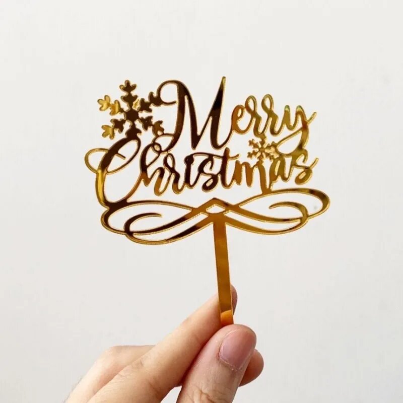 Золотой топпер "Merry Christmas" D2