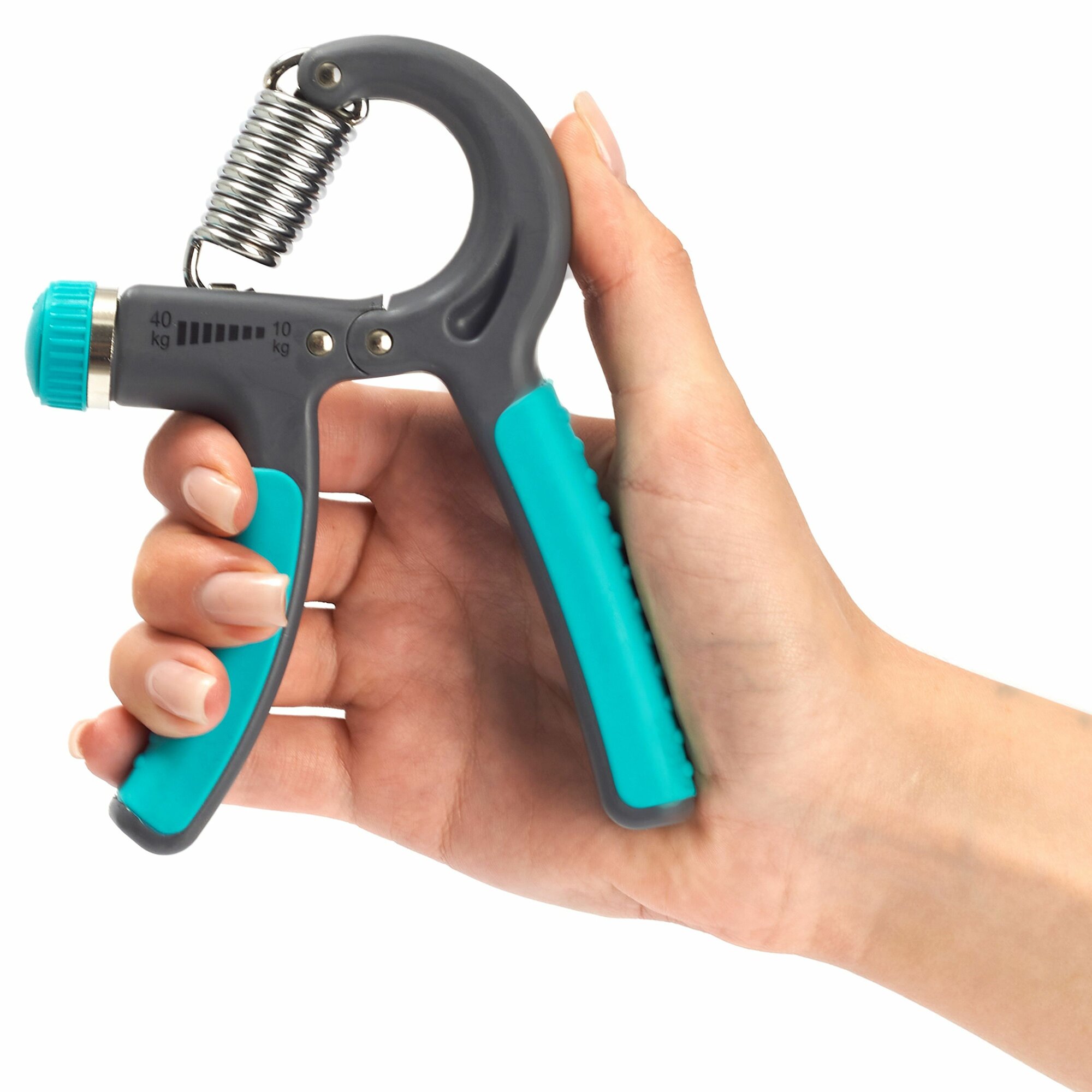 Кистевой эспандер LIVEUP Adjustable Handgrip, нагрузка 10-40 кг, бирюзовый
