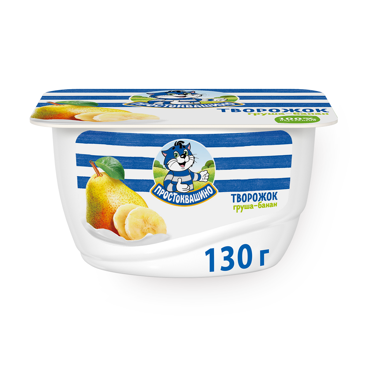 Творожок Простоквашино "Груша-Банан", 3,6%, пластиковый стакан, 130 г