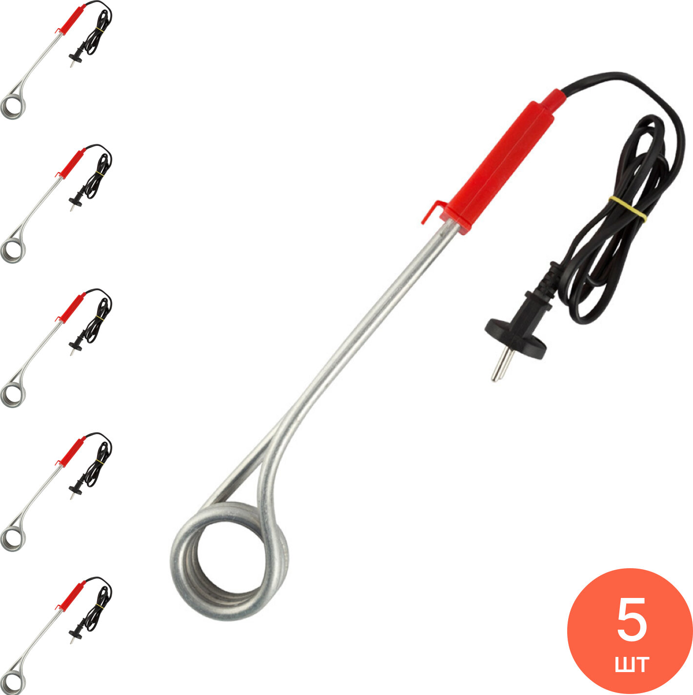 Кипятильник HomeStar / ХоумСтар HB-025 электрический, погружной, алюминиевый, длина нагревательного элемента 20см, 2500Вт / товары для дома (комплект из 5 шт)