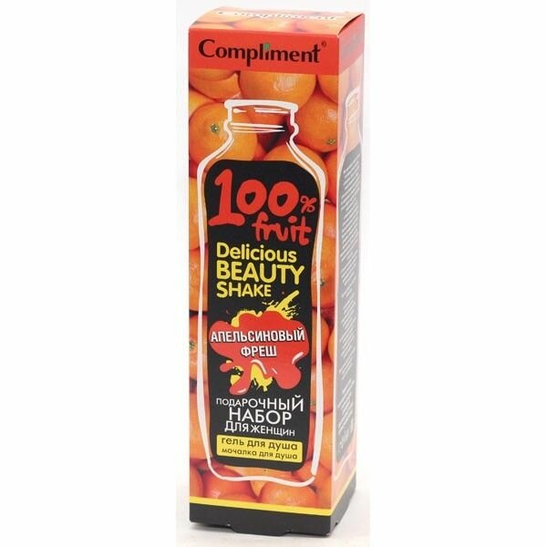Набор для душа COMPLIMENT Апельсиновый фреш Гель для душа, 250 мл, мочалка, №1561