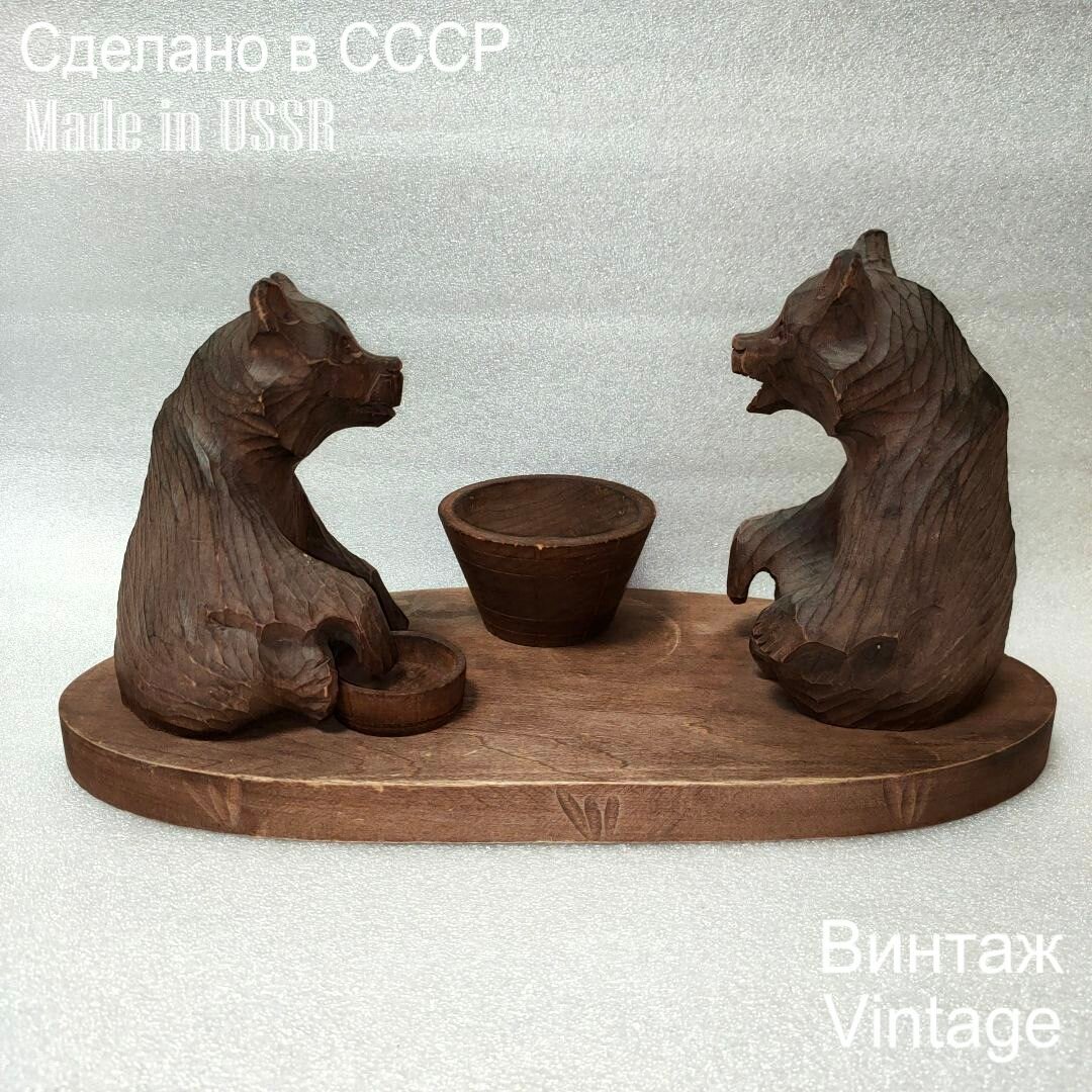 Русский сувенир. статуэтка "Два медведя", винтаж СССР, резьба по дереву
