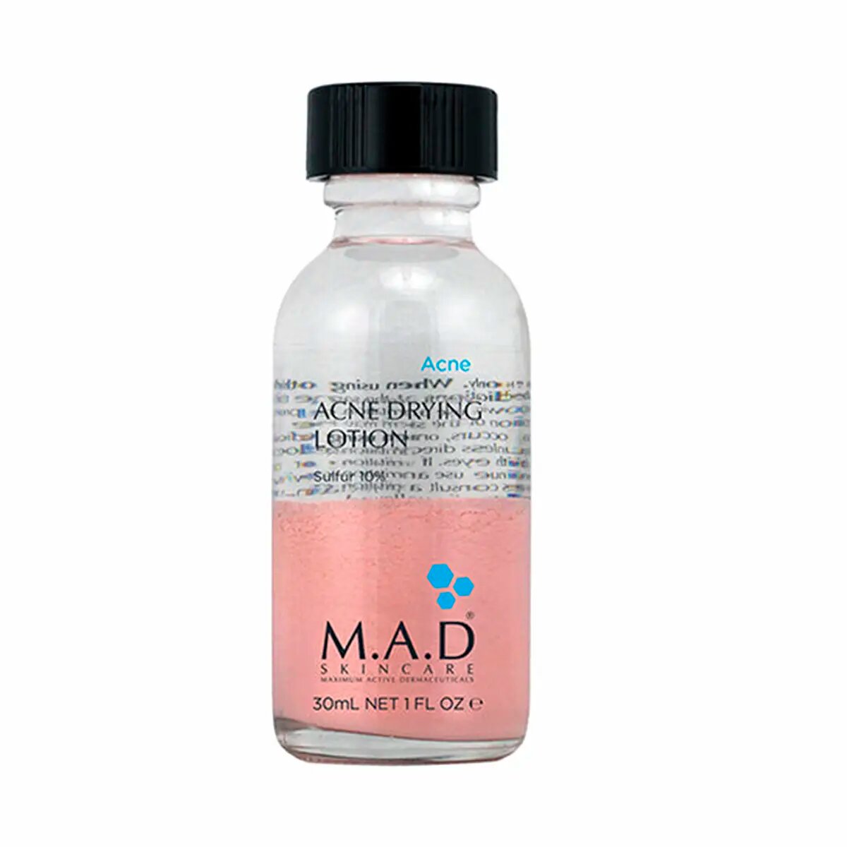 Лосьон M.A.D Skincare. Acne drying lotion Mad подсушивающий, с серой, 10%, 30мл, лечение акне