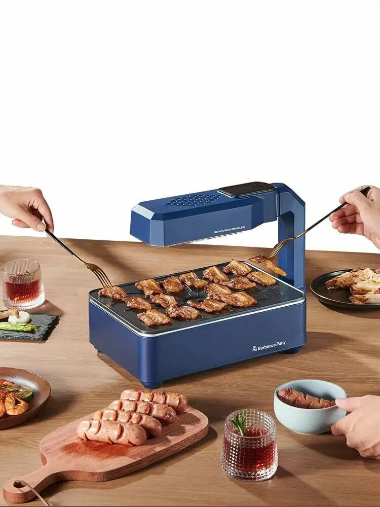 Бытовой бездымный электрический гриль инфракрасный, для помещений, с антипригарным покрытием,850 Вт