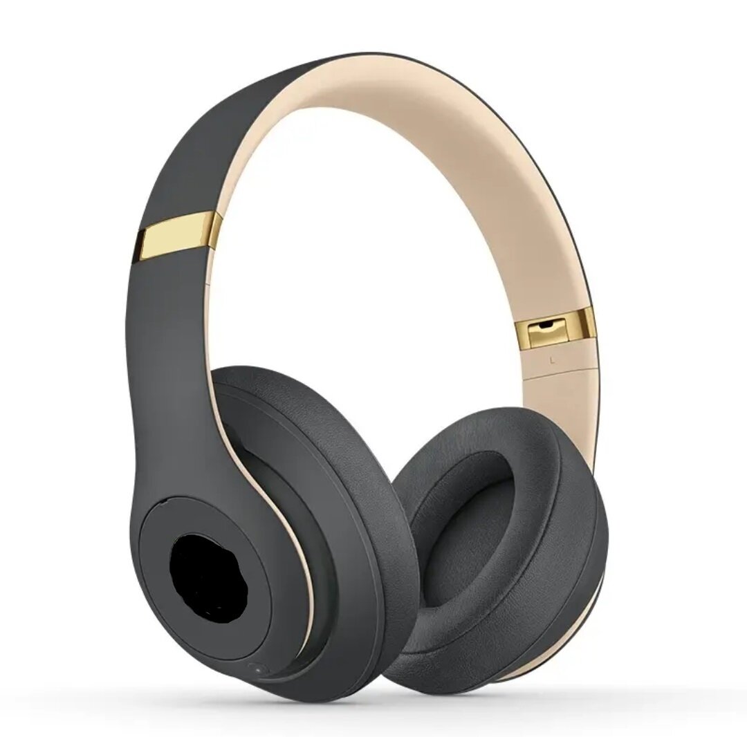 Наушники беспроводные Студийные, полноразмерные с шумоподавлением, Bluetooth, Чёрный беж.